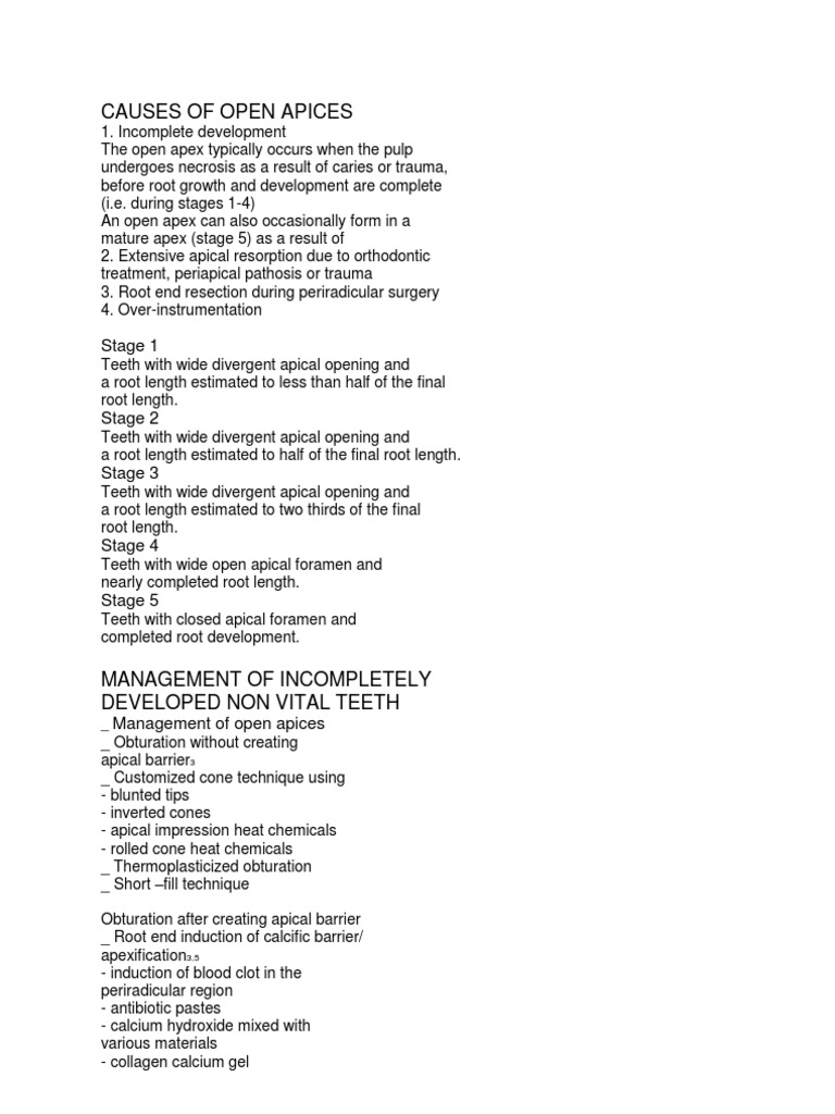 Causes of Open Apices | PDF | Human Tooth | Dentistry Branches