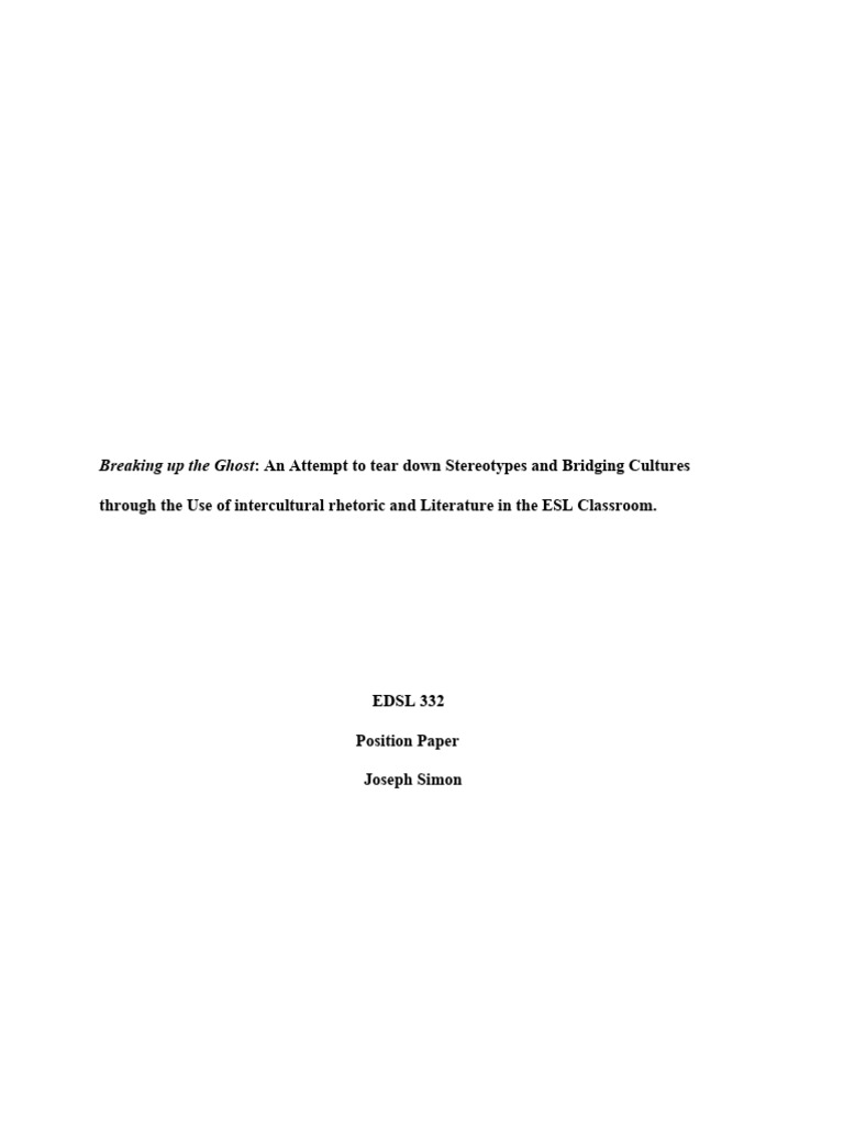 Position Paper Edsl 332 Joseph Simon | PDF