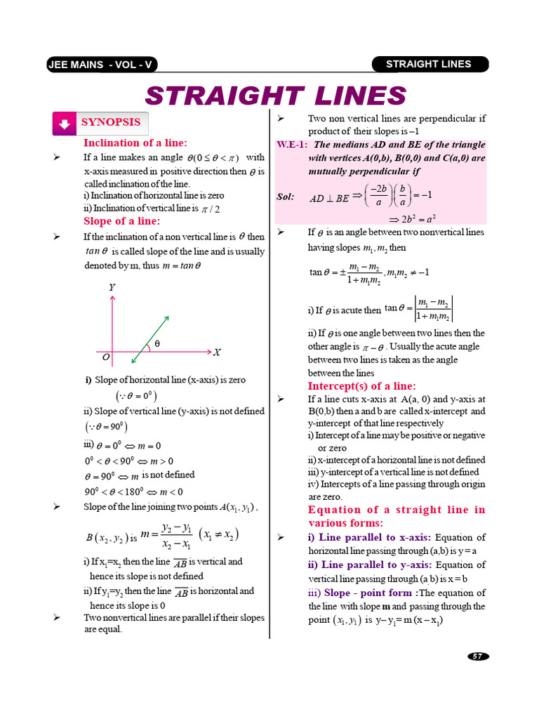 XI - Maths - Chapter 10 - STRAIGHTLINES | PDF | Elementary Mathematics | Geometry