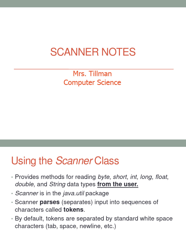 Scanner Notes | PDF | Integer (Computer Science) | String (Computer ... Scanner Notes | PDF | Integer (Computer Science) | String (Computer ...