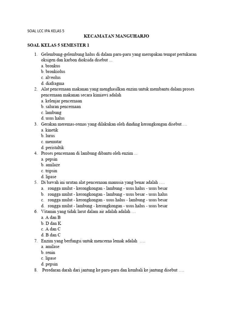 Soal LCC 2022 Mapel Ipa | PDF