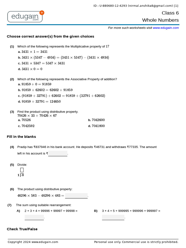 Knowing Numbers Class 9 Worksheet | PDF | Division (Mathematics ...