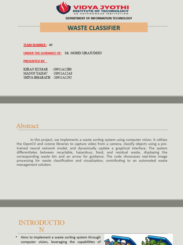 Waste Classifier Major Project | PDF | Use Case | Computer Vision