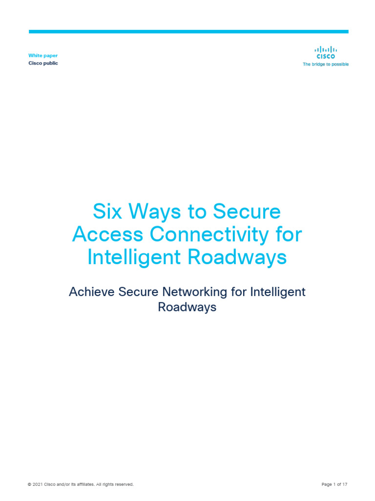 Cisco Six Ways To Secure Access Connectivity For Intelligent Roadways ...