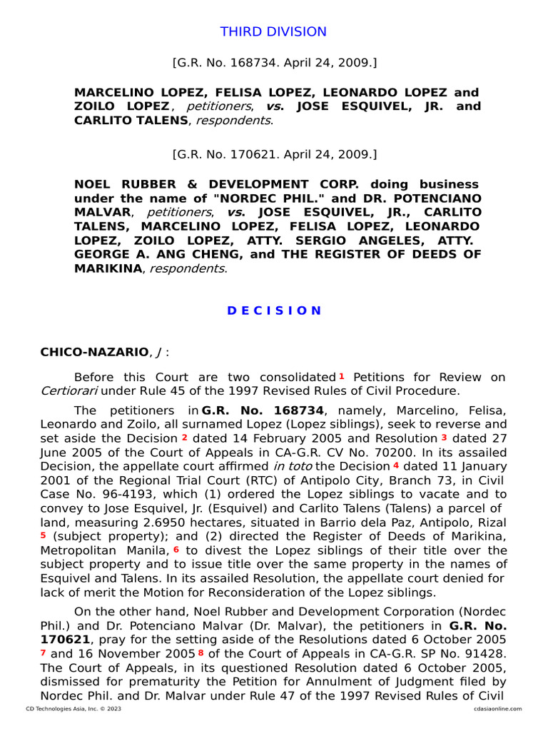 Lopez v. Esquivel Jr. | PDF | Estoppel | Lawsuit