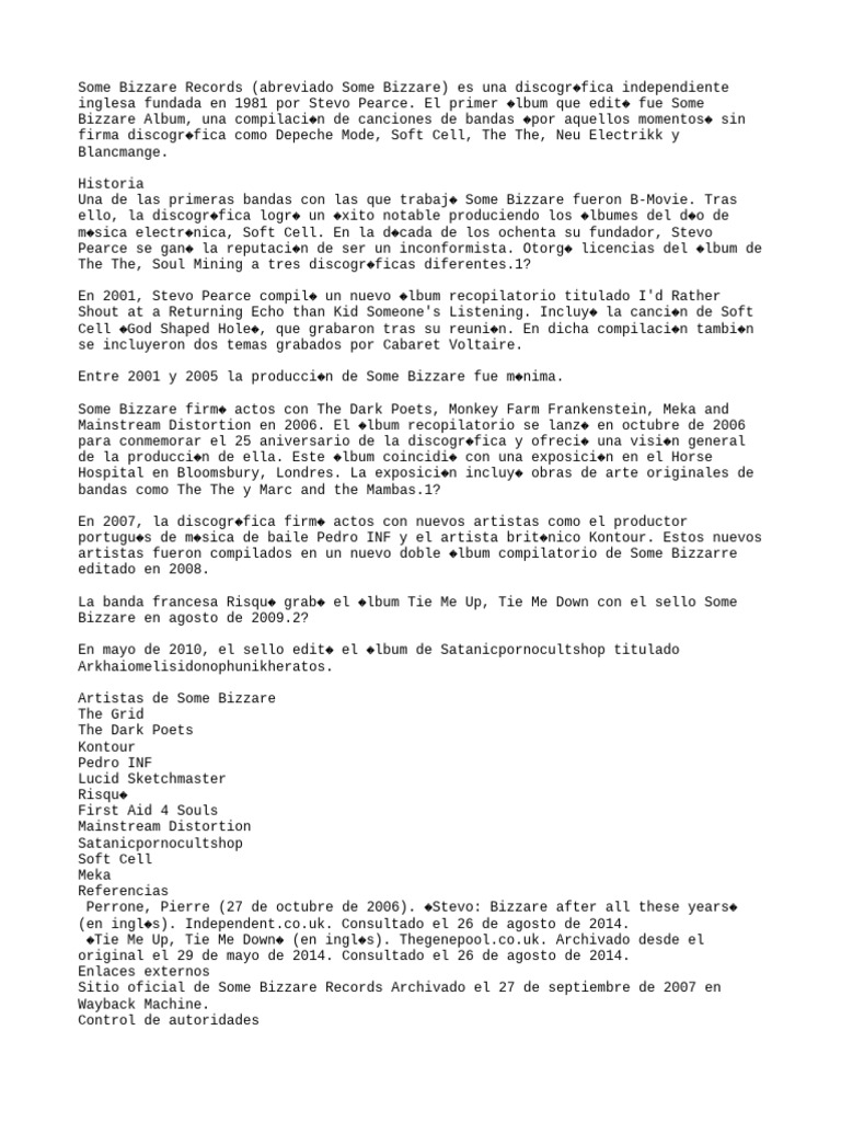 Historia de Some Bizarre Records | PDF | Música pop | Música británica
