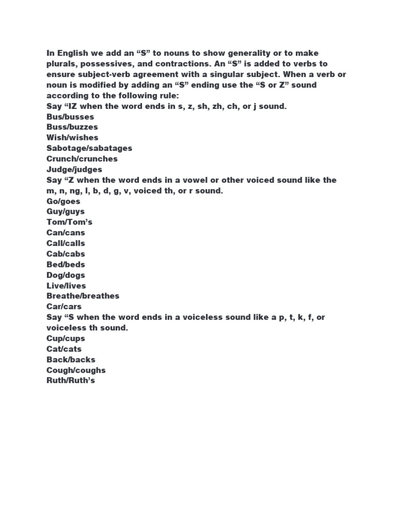 S, Z, IZ Sounds Word | PDF | Linguistic Typology | Linguistics