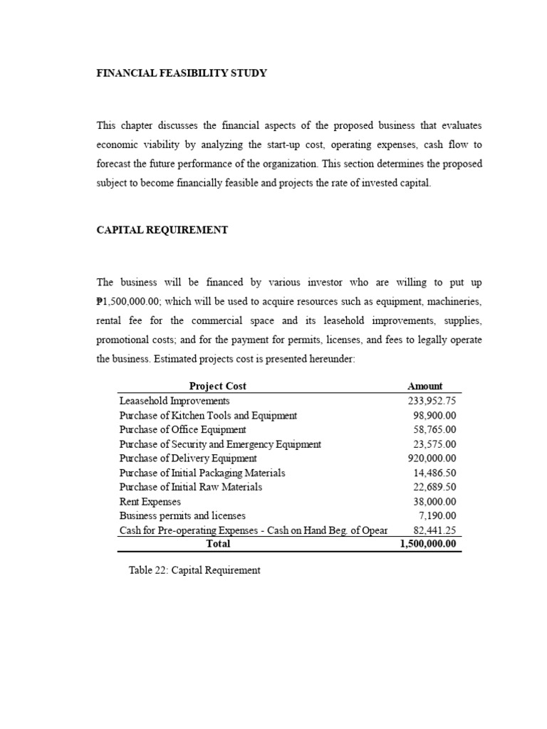 V. Financial Feasibility Study | PDF | Book Value | Depreciation