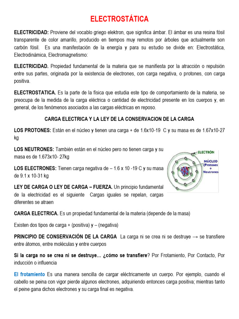 ELECTROSTÁTICA | PDF | Carga eléctrica | Electrostática