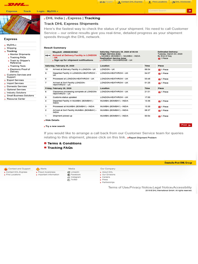 Tracking, Track Parcels, Packages, Shipments DHL Express Tracking | PDF | Information Technology ...