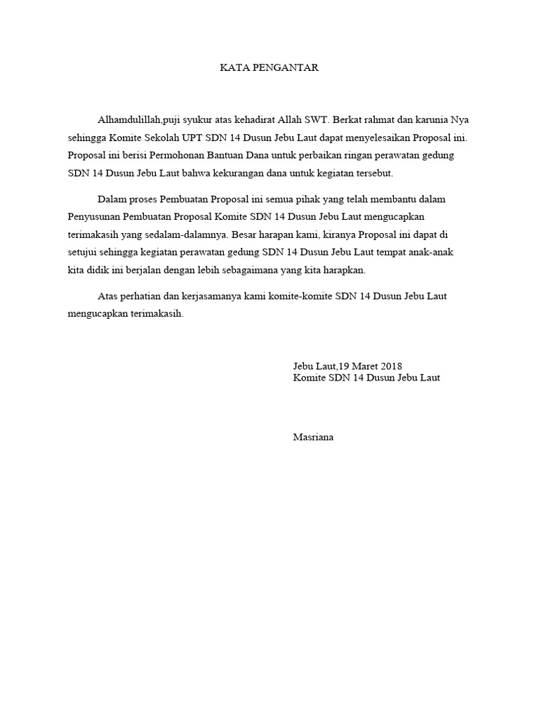 Kata Pengantar Proposal | PDF