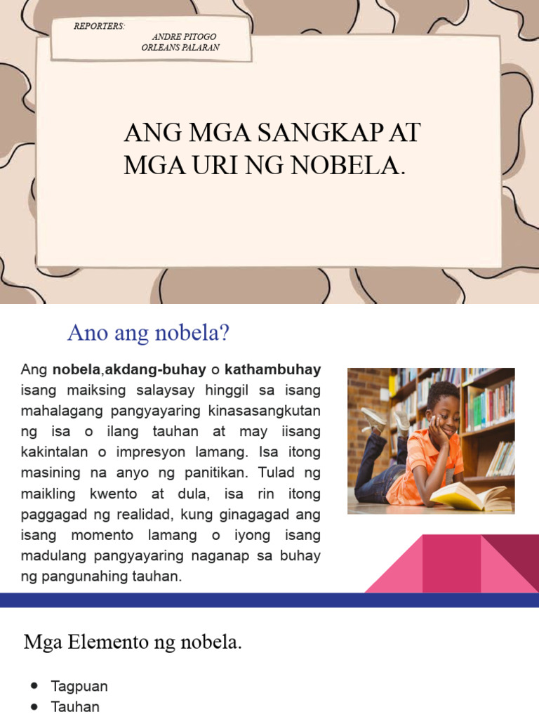Mga Sangkap at Uri NG Nobela. | PDF