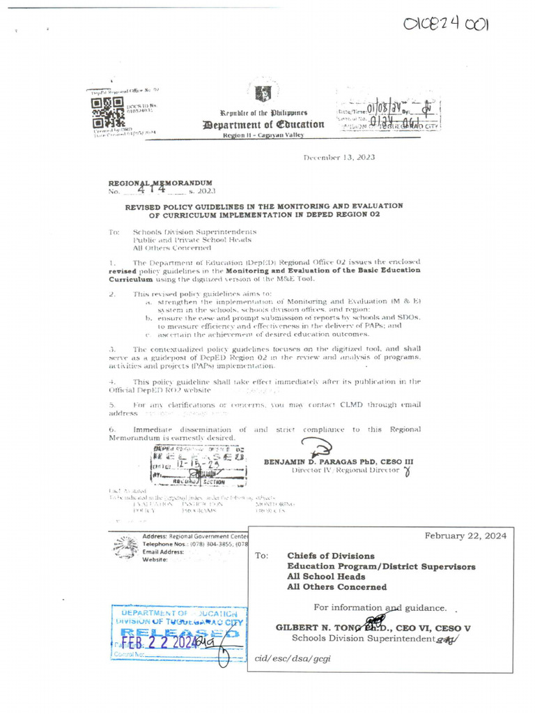 0124-061 REL'D COPY Revised Policy Guidelines in the Monitoring ...