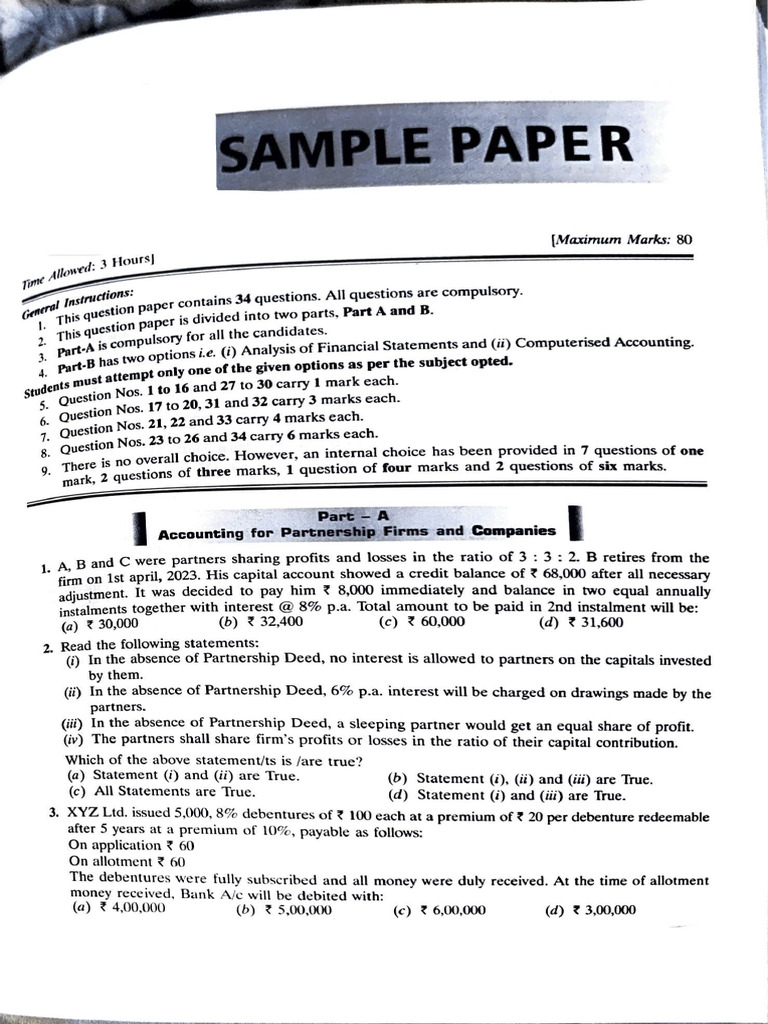 Accountant Sample Paper | PDF | Investing | Stocks