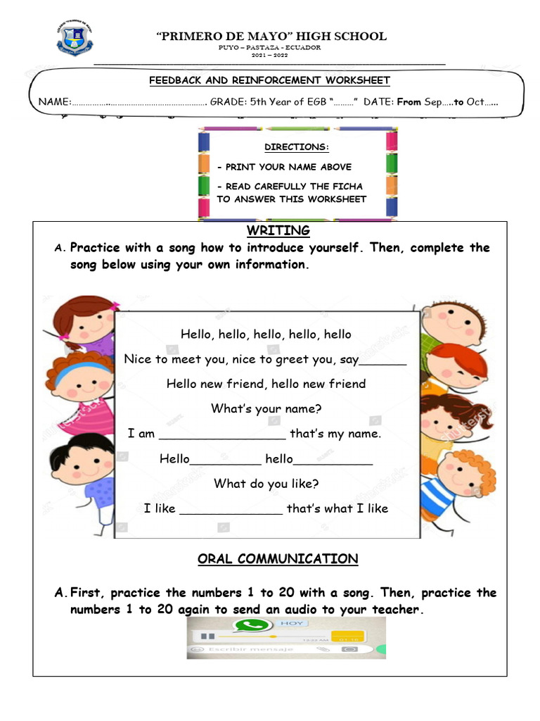 5thGRADE WEEK4 WORKSHEET FEEDBACK&REINFORCEMENT | PDF
