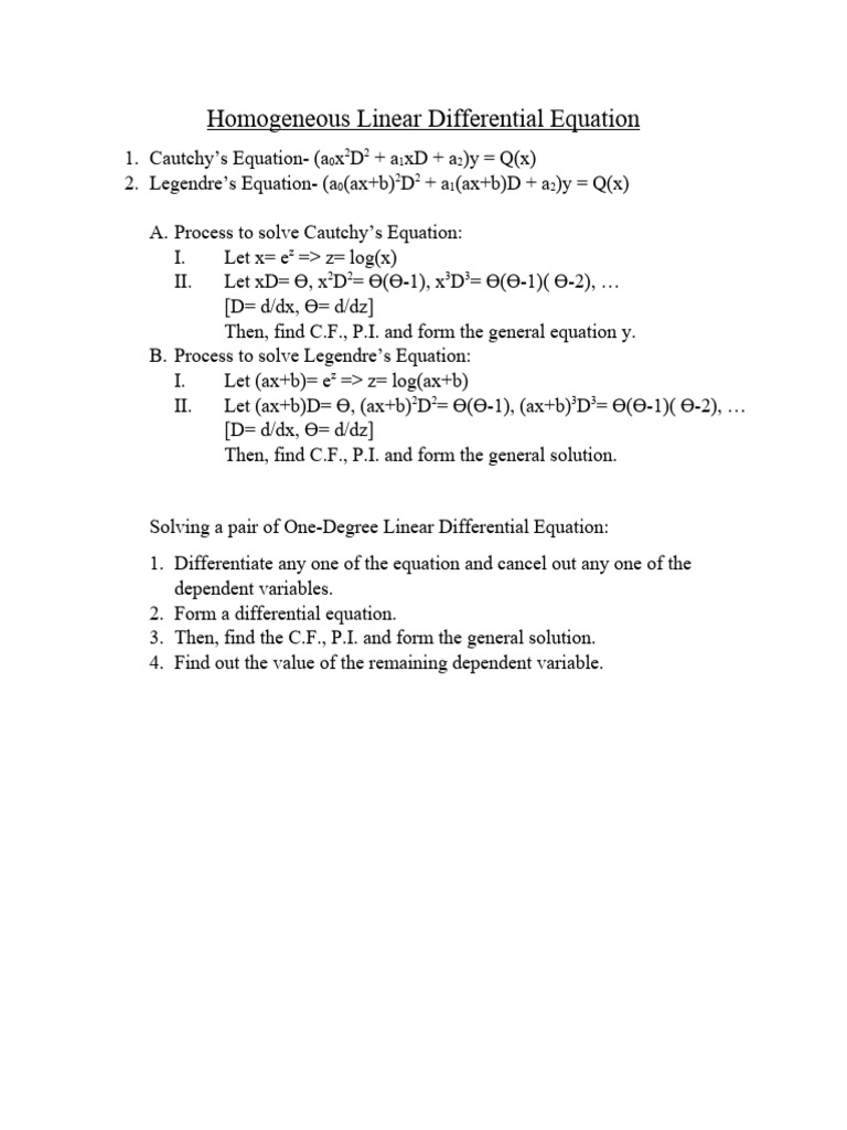 Homogeneous Linear Differential Equation | PDF