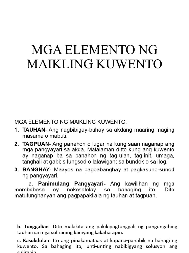 Mga Elemento NG Maikling Kuwento | PDF