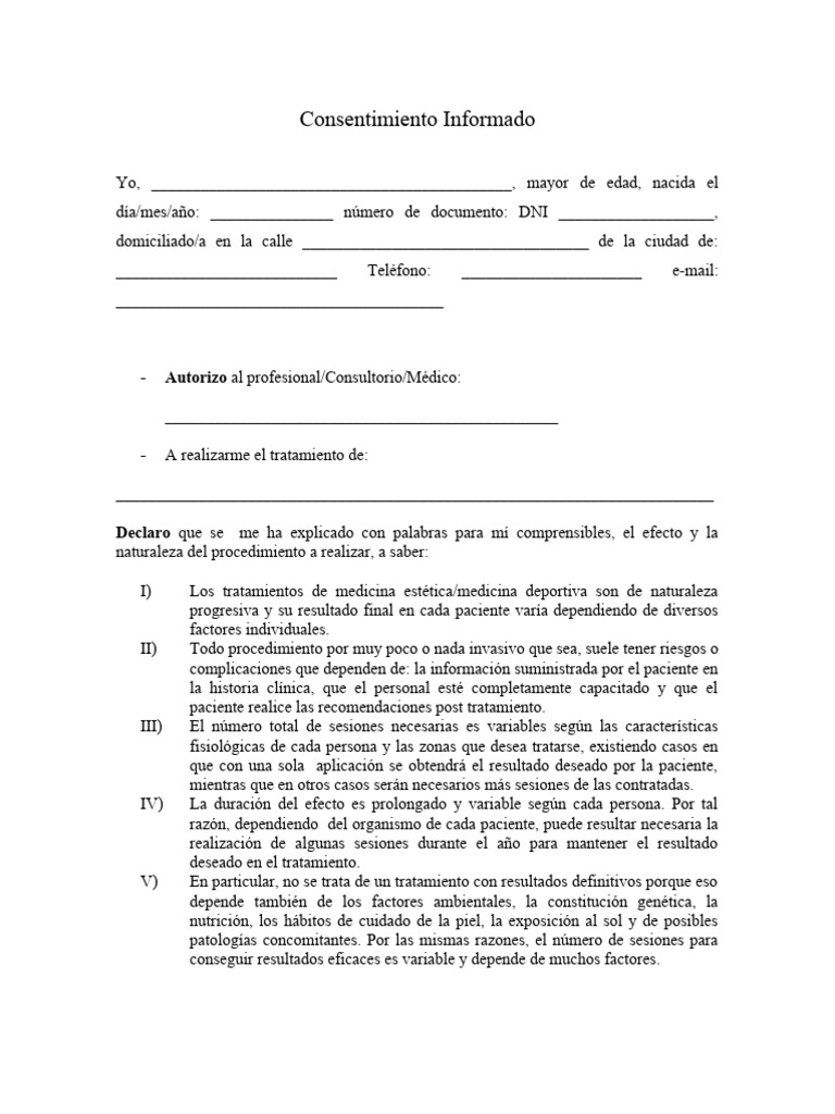 Consentimiento Informado. Modelo | PDF | Consentimiento informado | Epidemiología