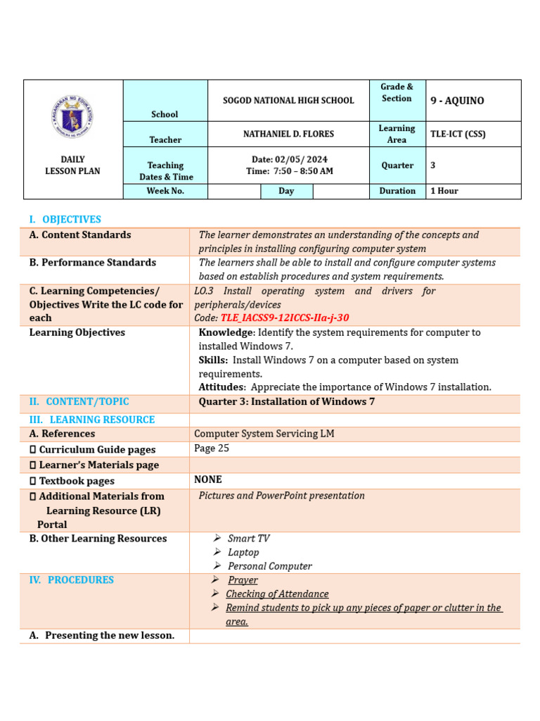 COT3 - Windows 7 Installation | PDF | Installation (Computer Programs ...