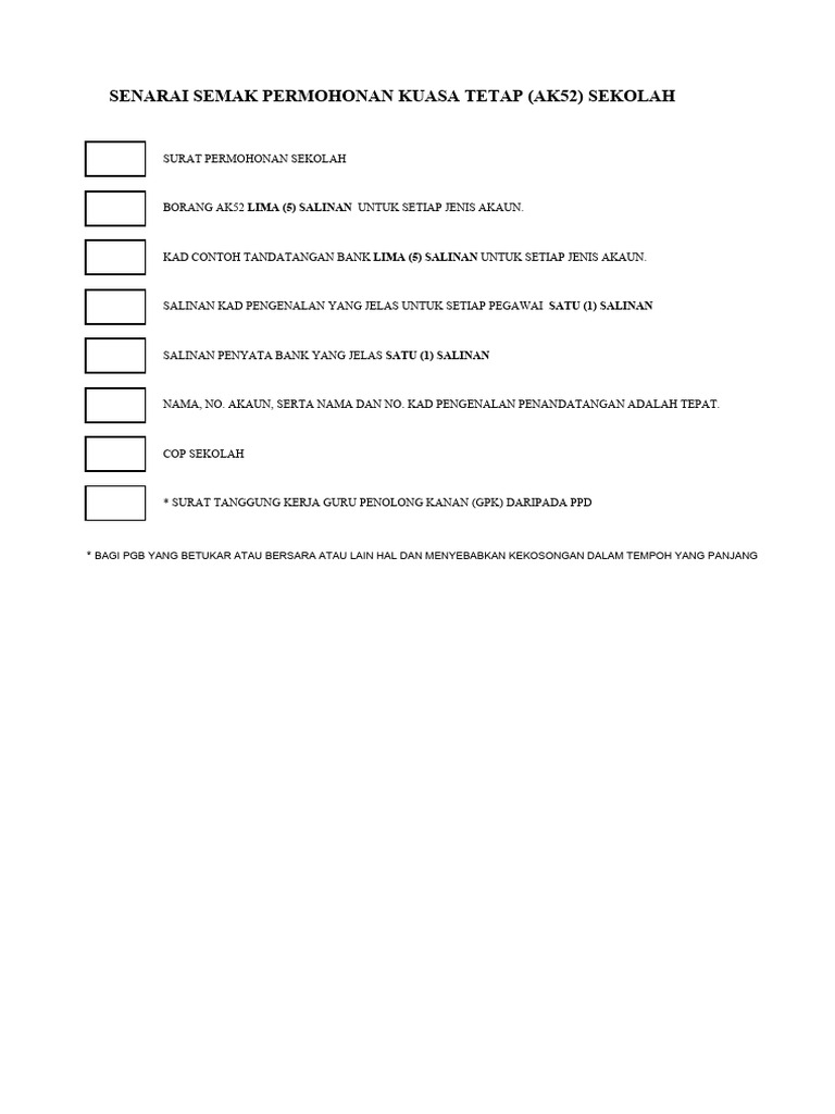 Borang AK 52 Kuasa Tetap 2022 | PDF