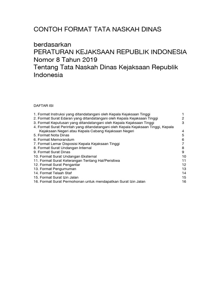 Contoh Format Tata Naskah Dinas | PDF