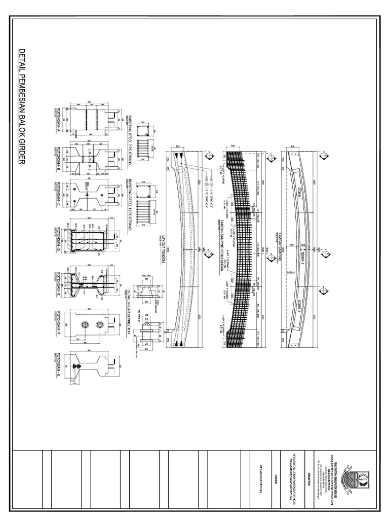 Detail Pembesian Balok Girder | PDF