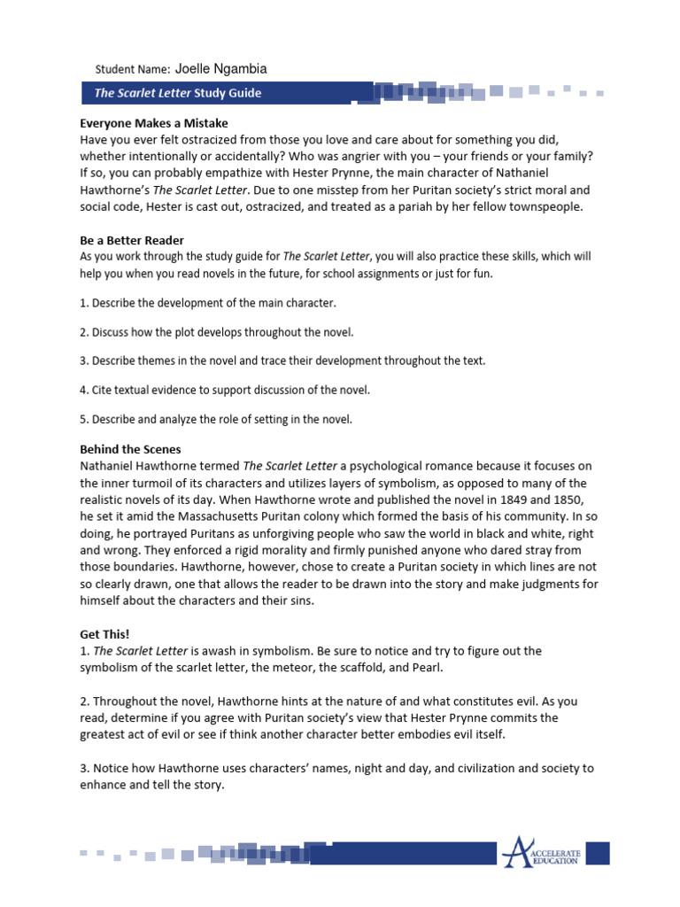 ScarletLetter StudyGuide | PDF | The Scarlet Letter