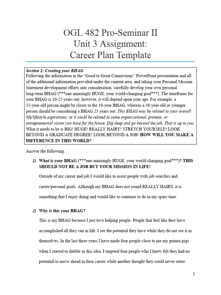 Unit 3 Module Career Plan Template | PDF | Goal | Goal Setting