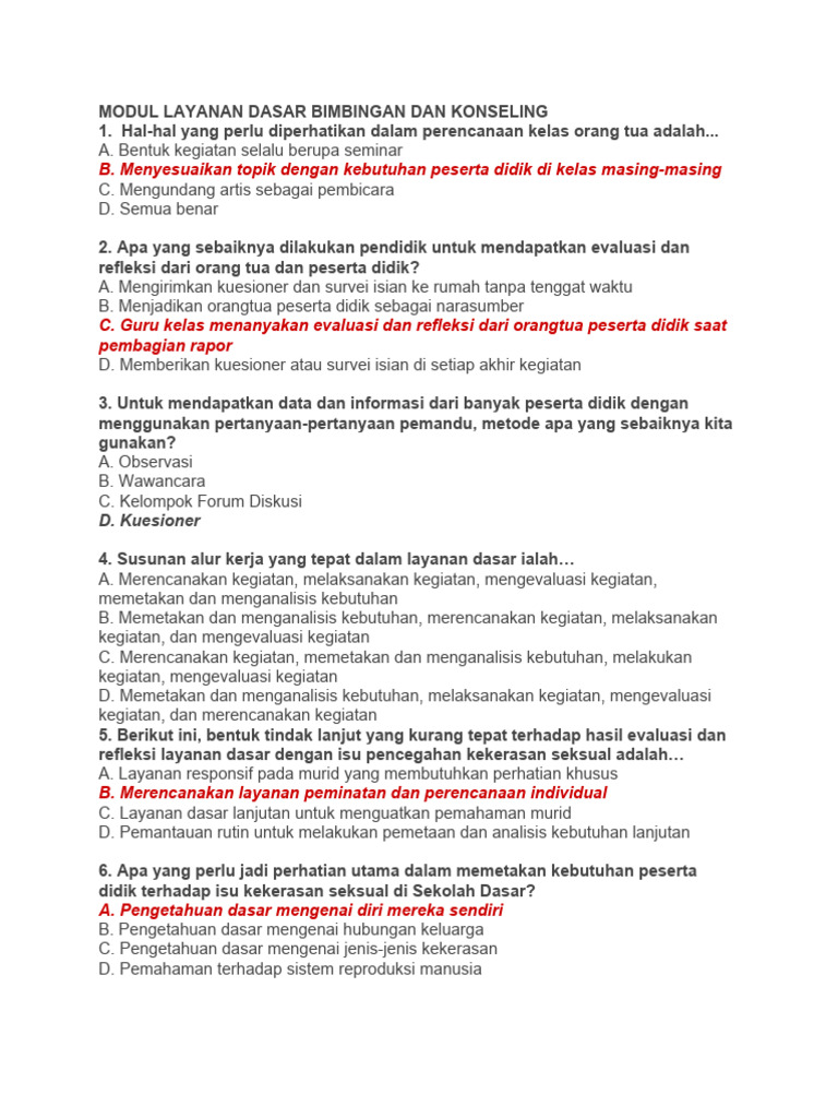 Modul Layanan Dasar Bimbingan Dan Konseling | PDF