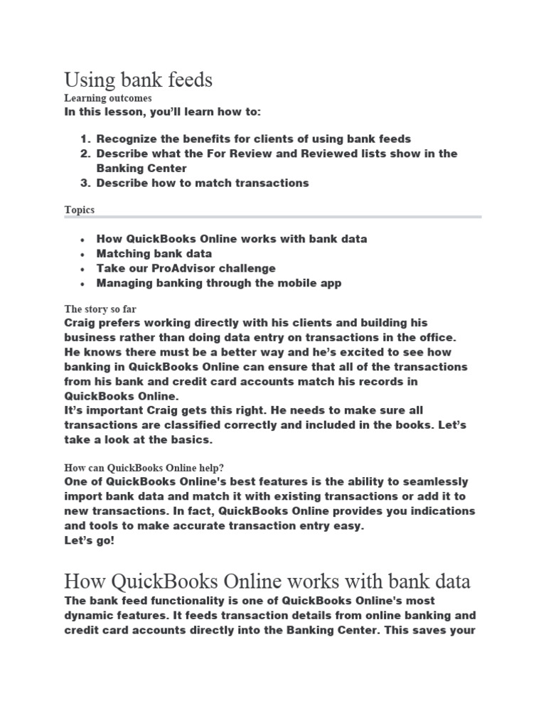 QB Using Bank Feeds | PDF | Credit Card | Quick Books QB Using Bank Feeds | PDF | Credit Card | Quick Books