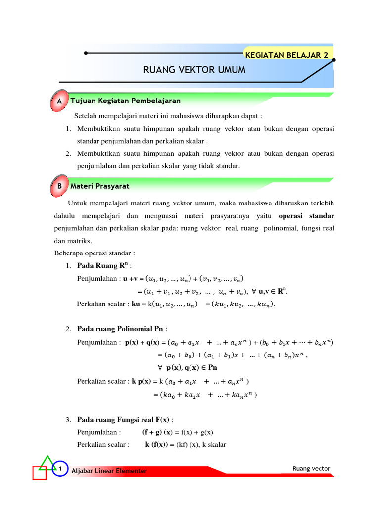Ruang Vektor: Definisi dan Aksioma | PDF