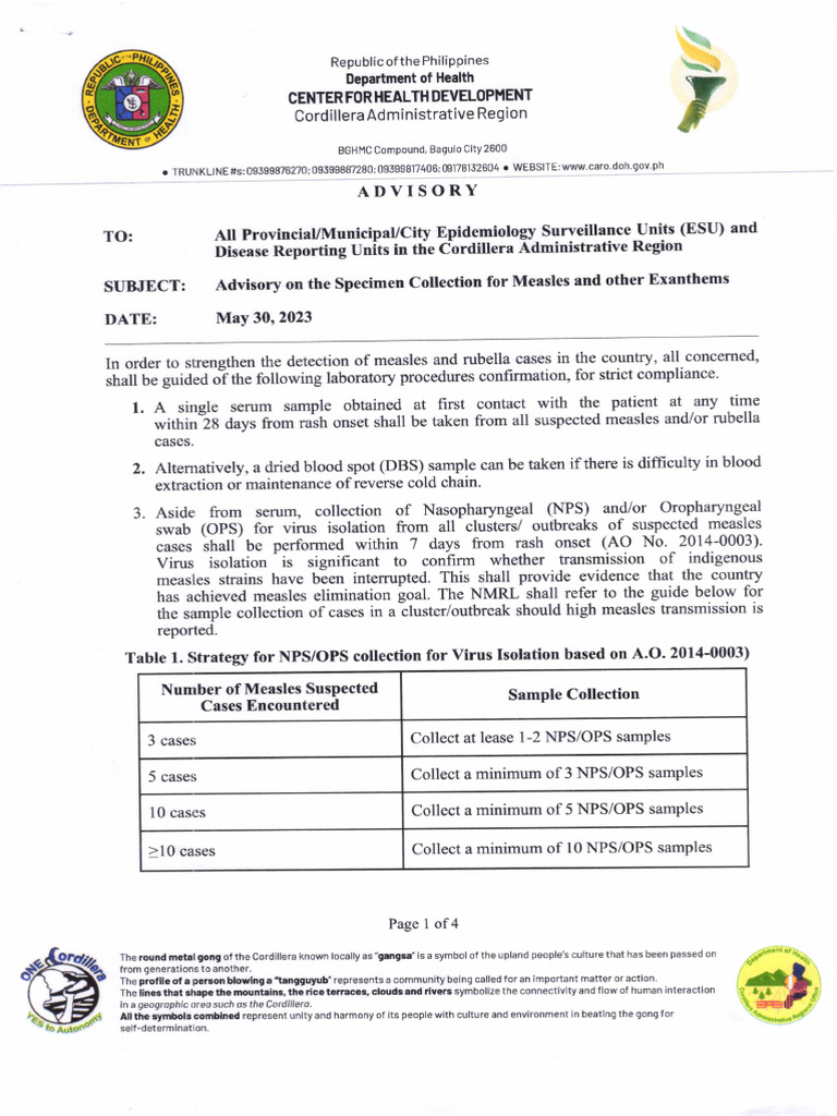Specimen Collection For Measles and Other Exanthems | PDF | Measles ...