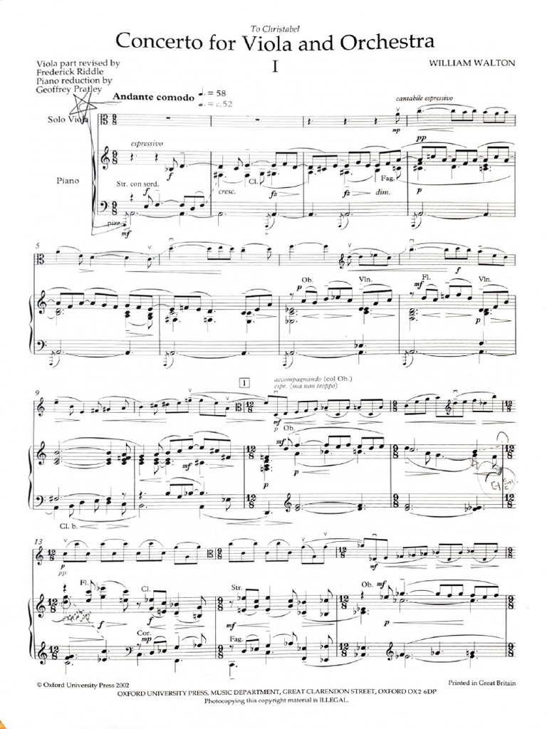 William Walton Viola Concerto | PDF