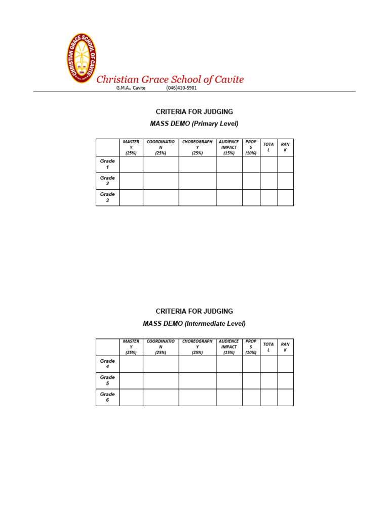 Criteria For Judging - Mass Demo | PDF
