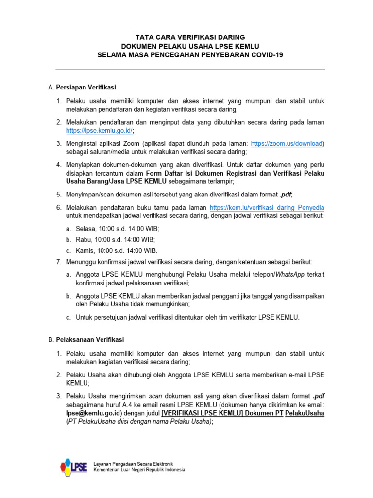 LPSE Kemlu Verifikasi Daring | PDF