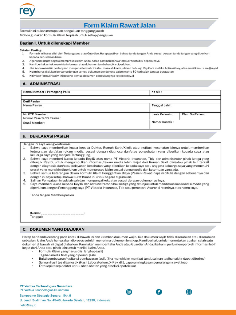 Formulir Claim Rey | PDF