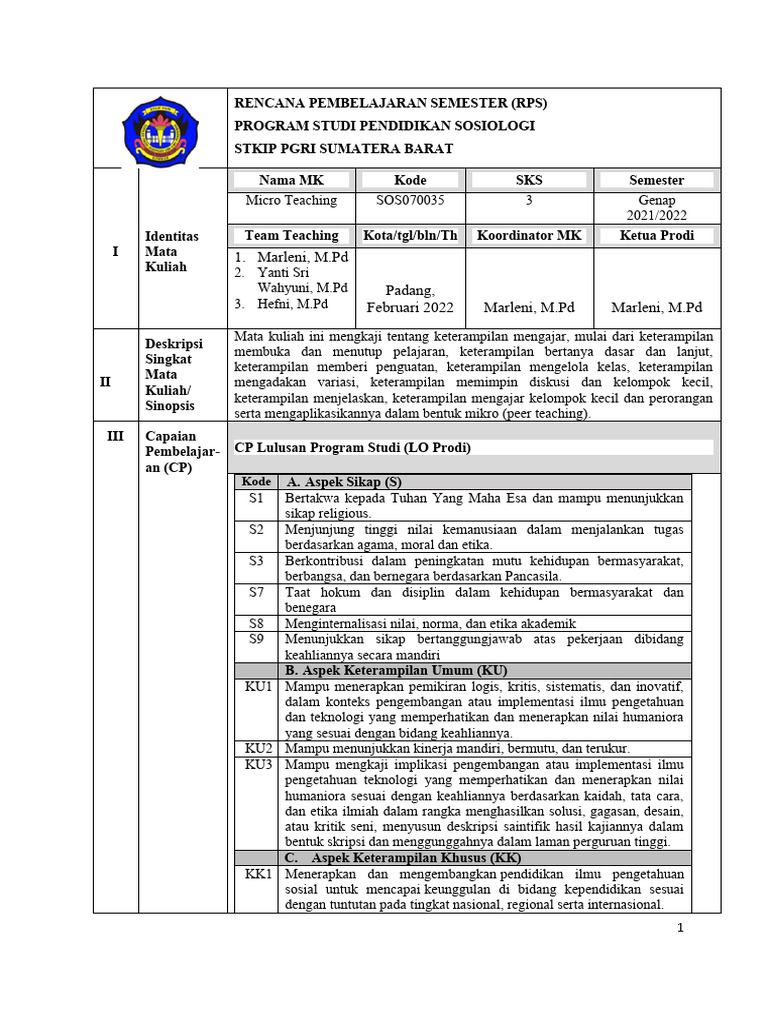 RPS Micro Genap 2021-2022 | PDF | Komputer