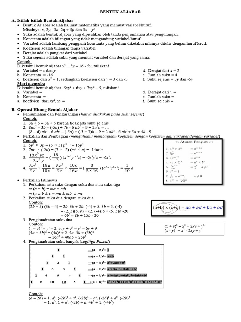 Modul Bentuk Aljabar | PDF | Metode & Bahan Ajar