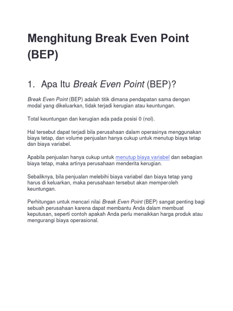 Menghitung Break Even Point | PDF