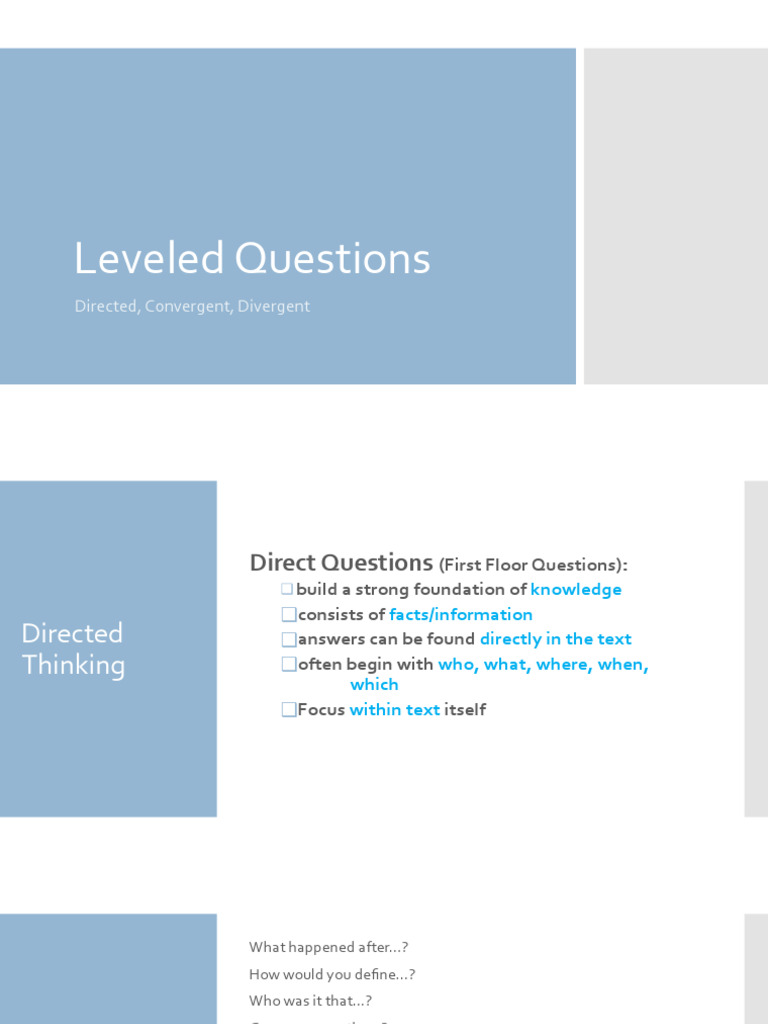 Directed - Convergent - Divergent Questions | PDF | Language Arts ...