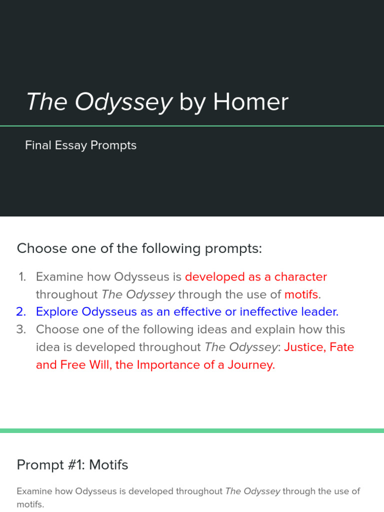Odyssey Essay Prompts and Guidelines | PDF | Odyssey | Essays