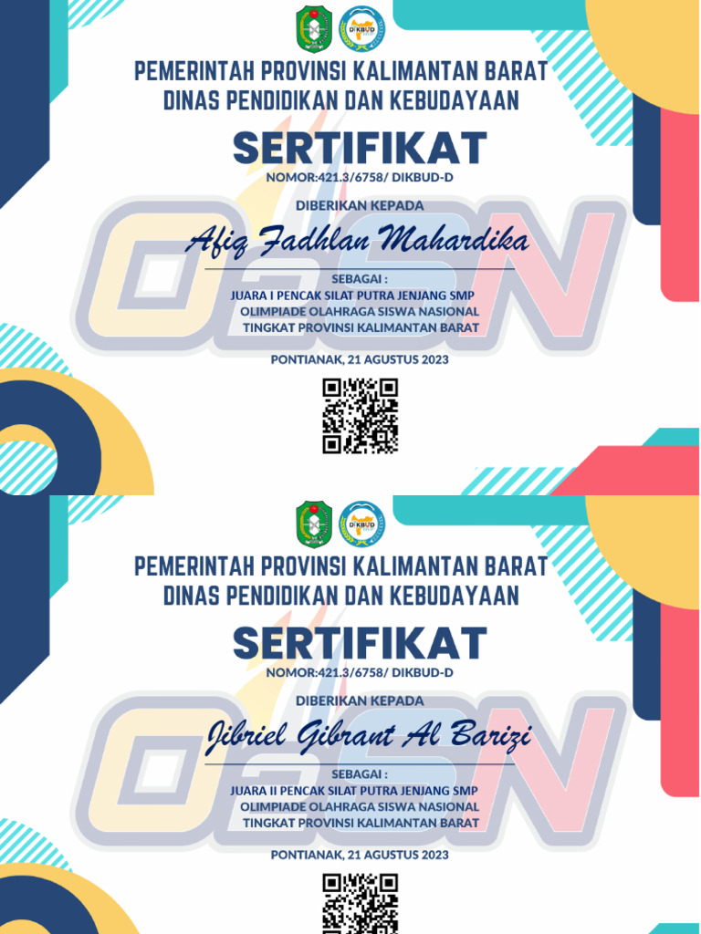 Sertifikat O2SN SMP | PDF