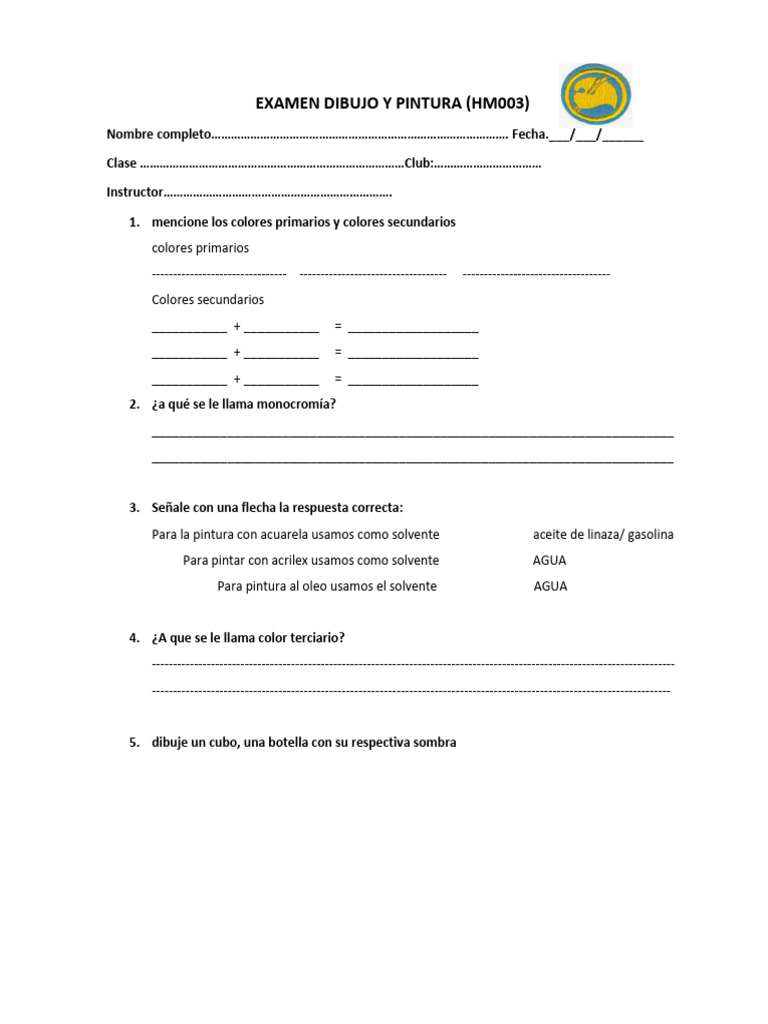 Examen Dibujo y Pintura | PDF