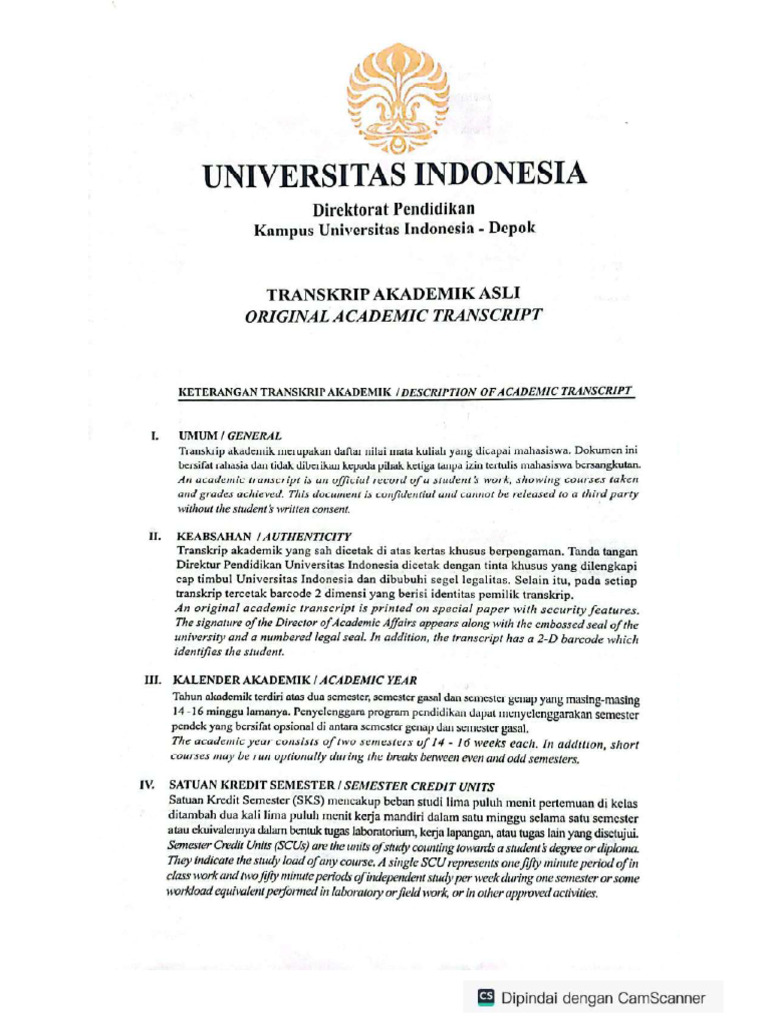 Transkrip Nilai | PDF