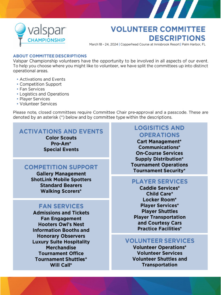 Volunteer Committee Descriptions | PDF