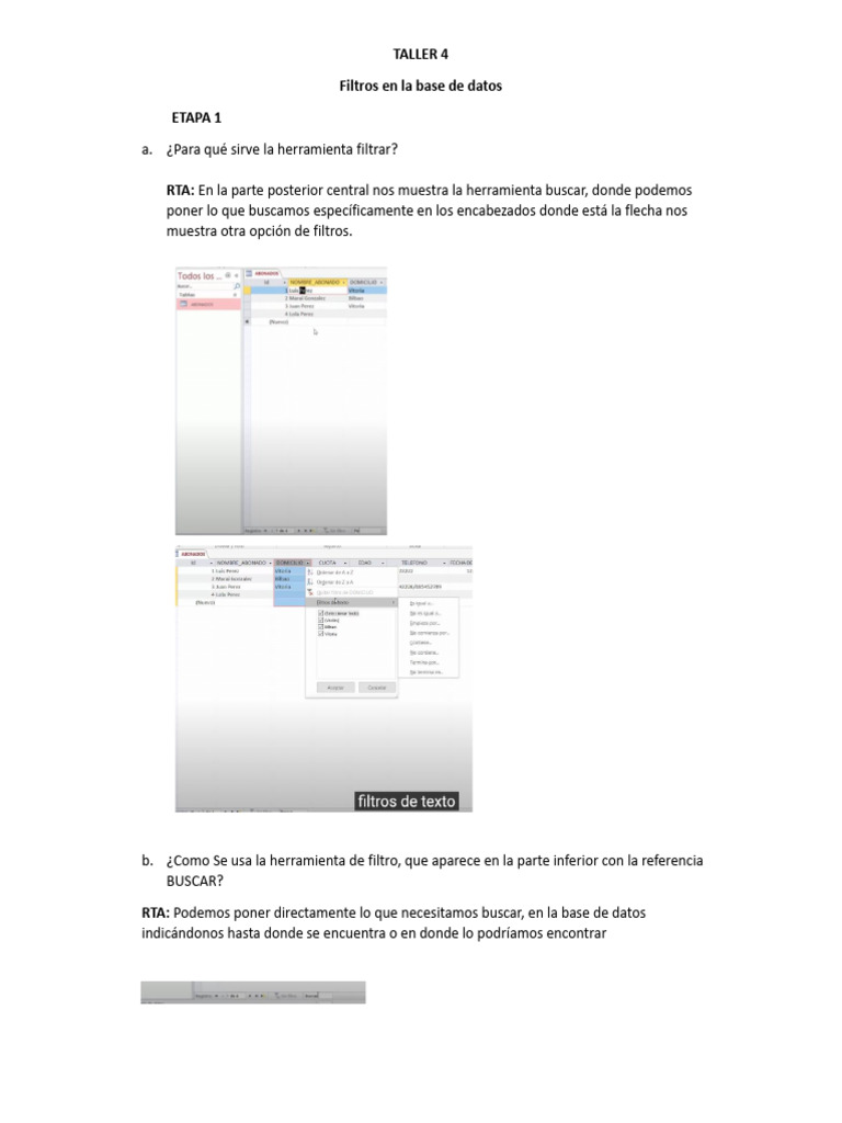 Uso de Filtros en Bases de Datos | PDF | Bases de datos | Informática