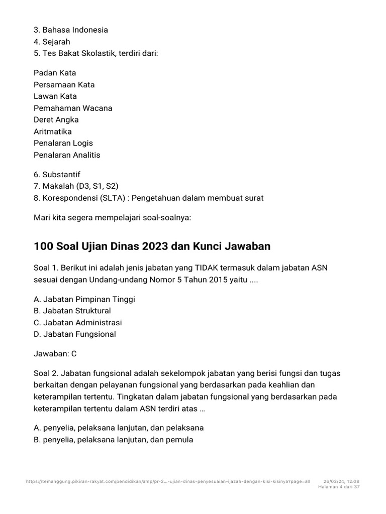 Contoh SoalPI PengentahuanUmum | PDF