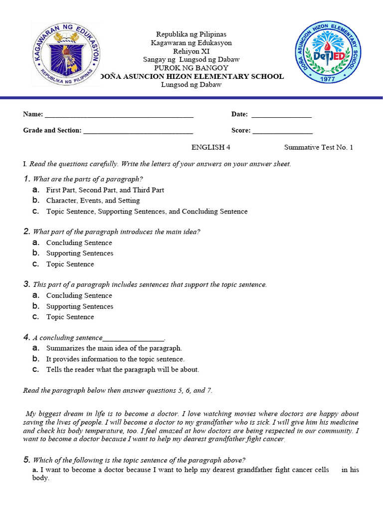 ST English 4 No. 1 | PDF