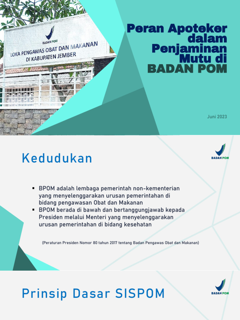 Peran Apoteker Dalam Penjaminan Mutu Di Badan POM-1 | PDF