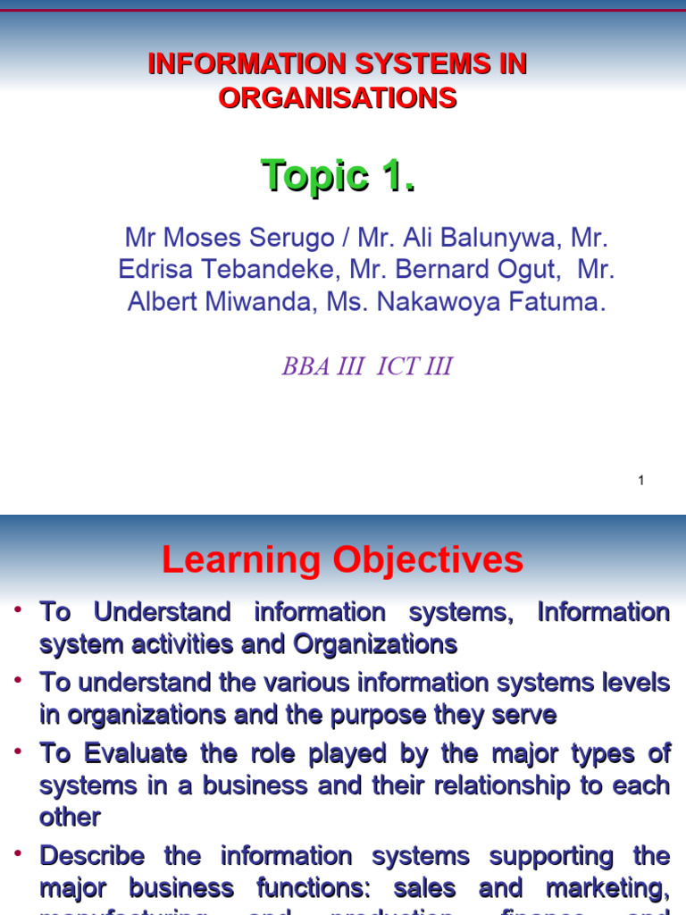 Infomaton Systems in Organisation-Topic One | PDF | Fax | Information